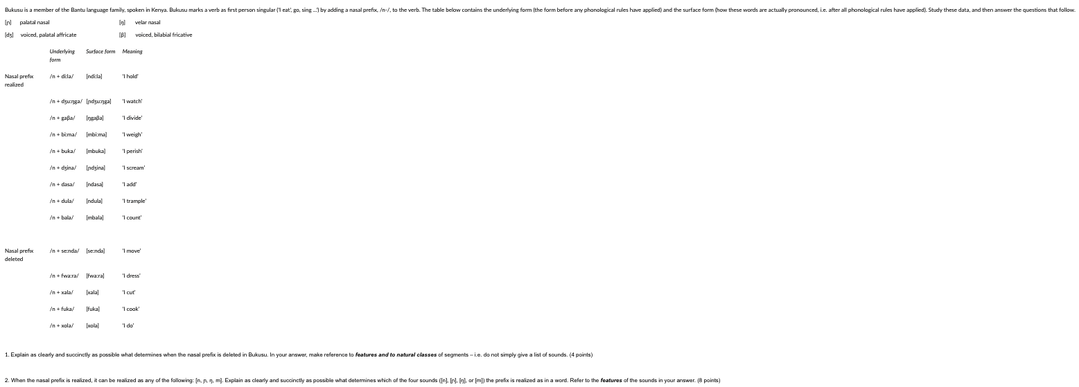 Bukusu is a member of the Bantu language family, | Chegg.com