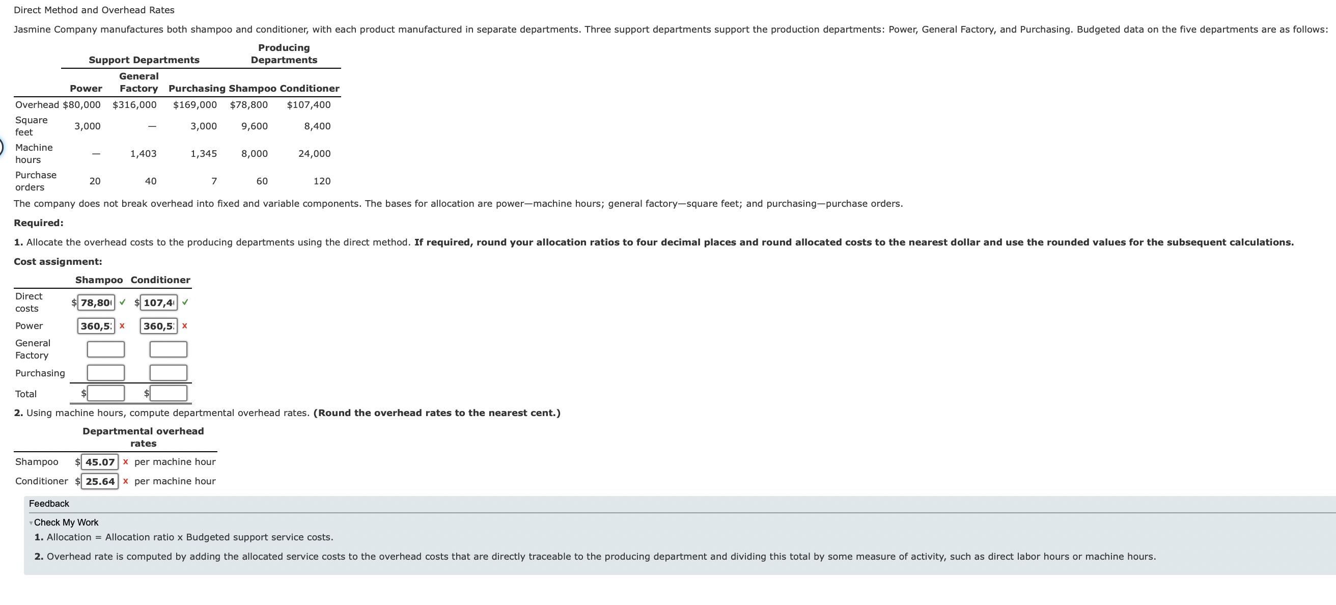 Solved - Check My Work 1. Allocation = Allocation ratio × | Chegg.com