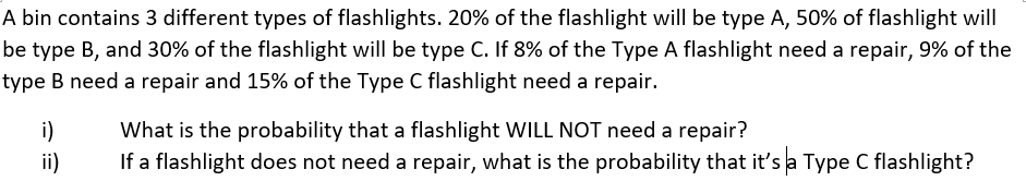 Solved A bin contains 3 different types of flashlights. 20% | Chegg.com