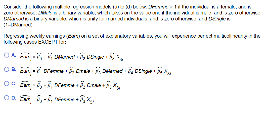 Solved Consider the following multiple regression models (a) | Chegg.com