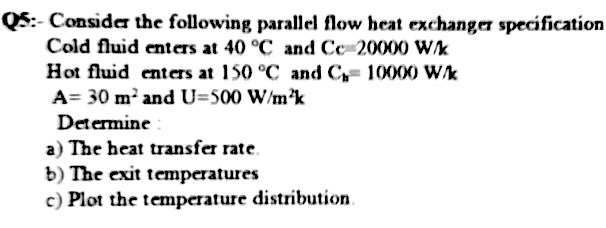 Solved Consider the following parallel flow heat exchanger | Chegg.com