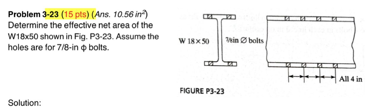 Solved Problem 3-23 (15 ﻿pts) (Ans. 10.56in2 )Determine the | Chegg.com