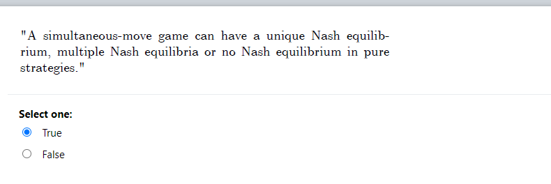 Solved "A simultaneous-move game can have a unique Nash | Chegg.com