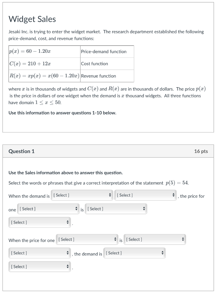 Solved Widget Sales Jesaki Inc. is trying to enter the | Chegg.com