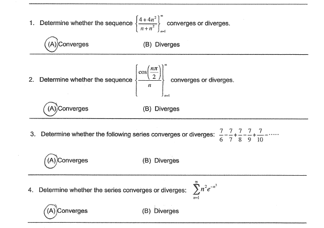 Solved 44 4n2 1. Determine whether the sequence converges or | Chegg.com
