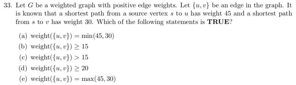 Solved 33. Let G be a weighted graph with positive edge | Chegg.com