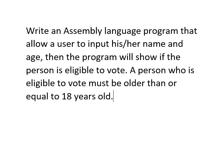 Solved Write an Assembly language program that allow a user | Chegg.com