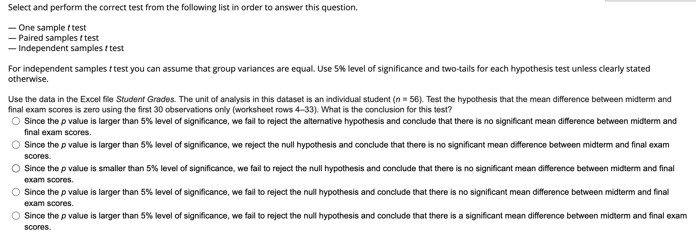 Solved Select and perform the correct test from the | Chegg.com