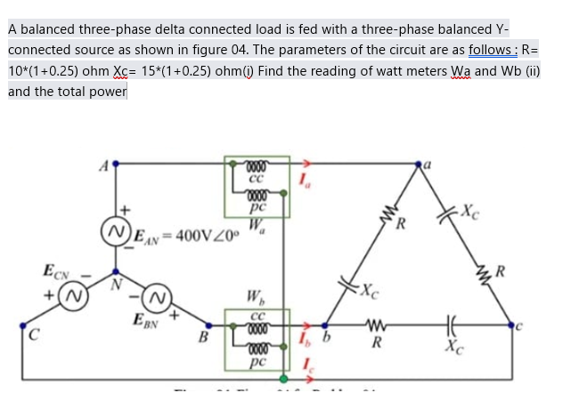 Solved A balanced three-phase delta connected load is fed | Chegg.com