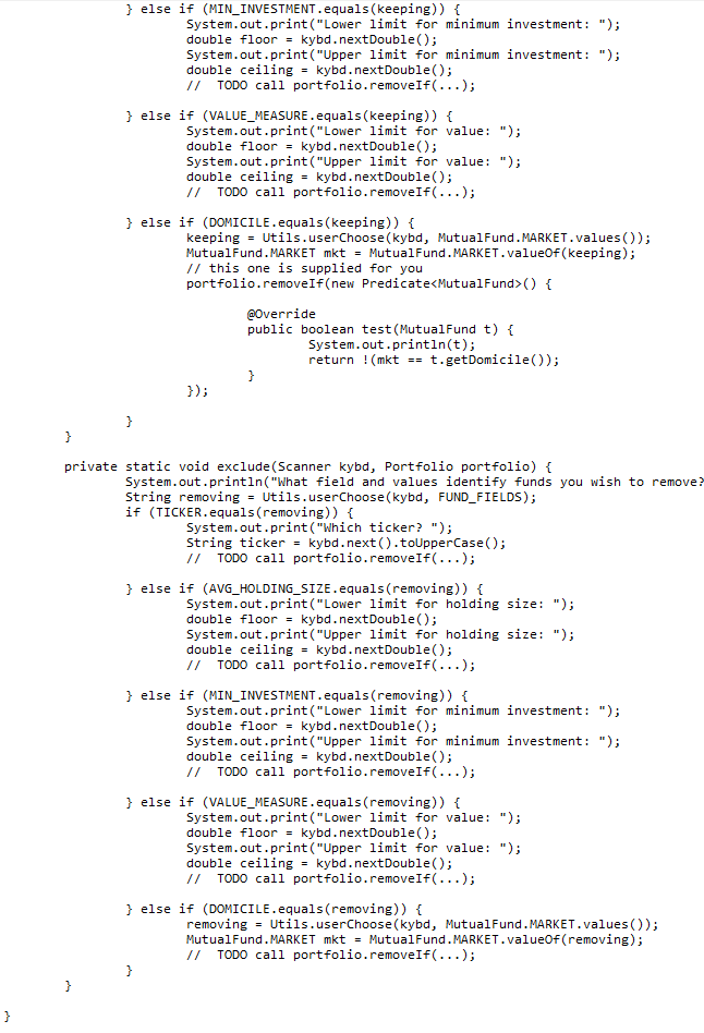 CSC-251 Lambda and Anonymous Classes - Mutual Fund | Chegg.com