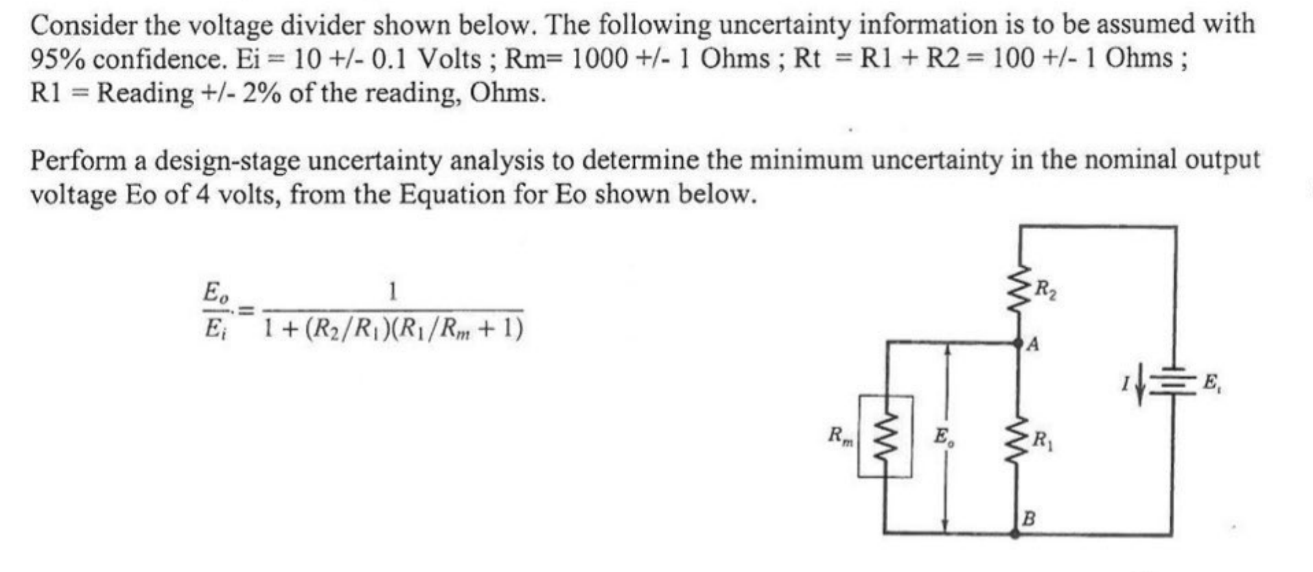 Solved Consider the voltage divider shown below. The | Chegg.com