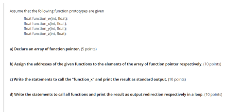 Solved Assume that the following function prototypes are | Chegg.com