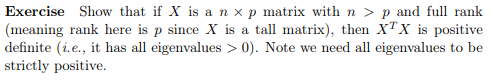 Solved Exercise Show that if X is a nxp matrix with n > p | Chegg.com