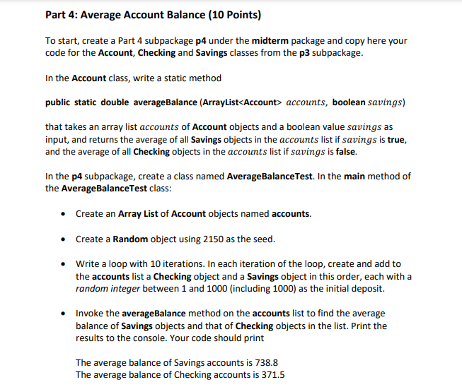 Solved To start, create a Part 4 subpackage p4 under the | Chegg.com
