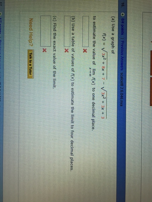 Solved EXAMPLE 3 Evaluate the limit below and indicate which | Chegg.com