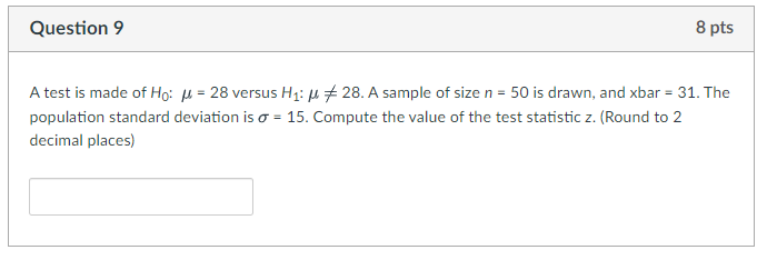 Solved A test is made of H0:μ=28 versus H1:μ =28. A sample | Chegg.com