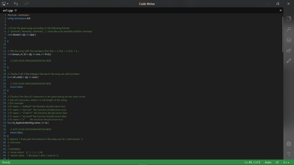 Solved Ex 1. Basic Array Operations (70 points) Download and | Chegg.com