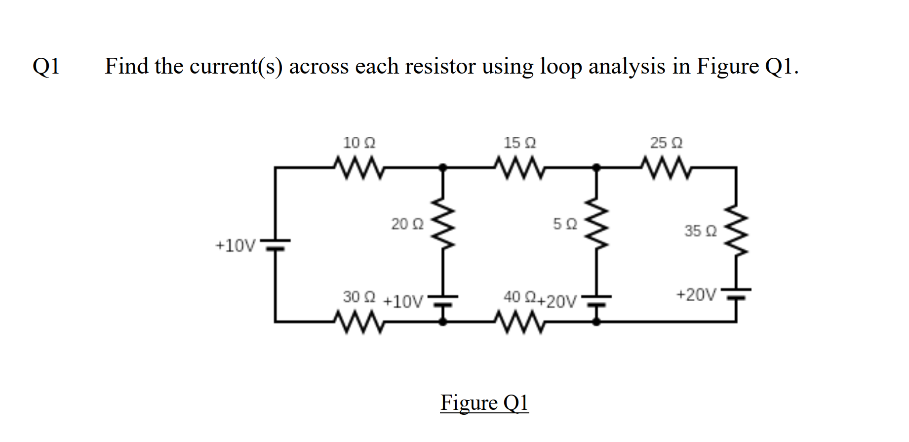 Solved Find the current(s) ﻿across each resistor using loop | Chegg.com