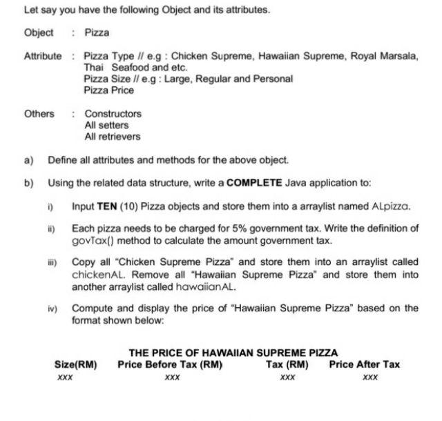 Solved Let say you have the following Object and its | Chegg.com