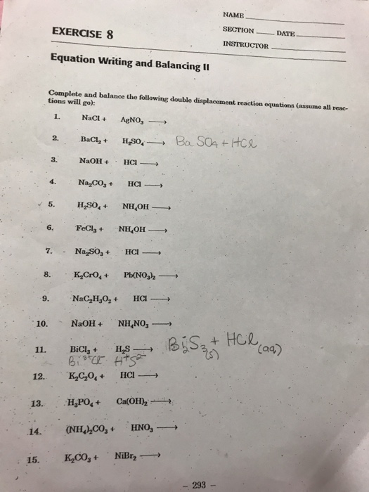 Solved NAME SECTION DATE. INSTRUCTOR- EXERCISE 8 Equation | Chegg.com