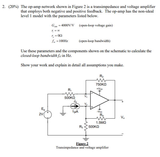 Solved 2. (20%) The op-amp network shown in Figure 2 is a | Chegg.com