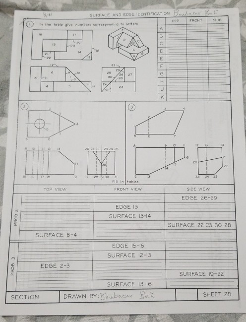 SURFACE AND EDGE IDENTIFICATION TOP FRONT SİDE In the | Chegg.com