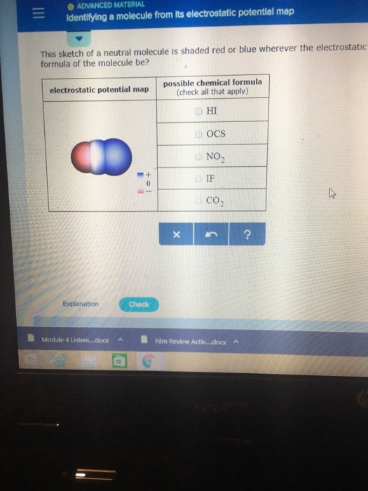 Solved ·ADVANCED MATERIAL Identifying a molecule from its | Chegg.com