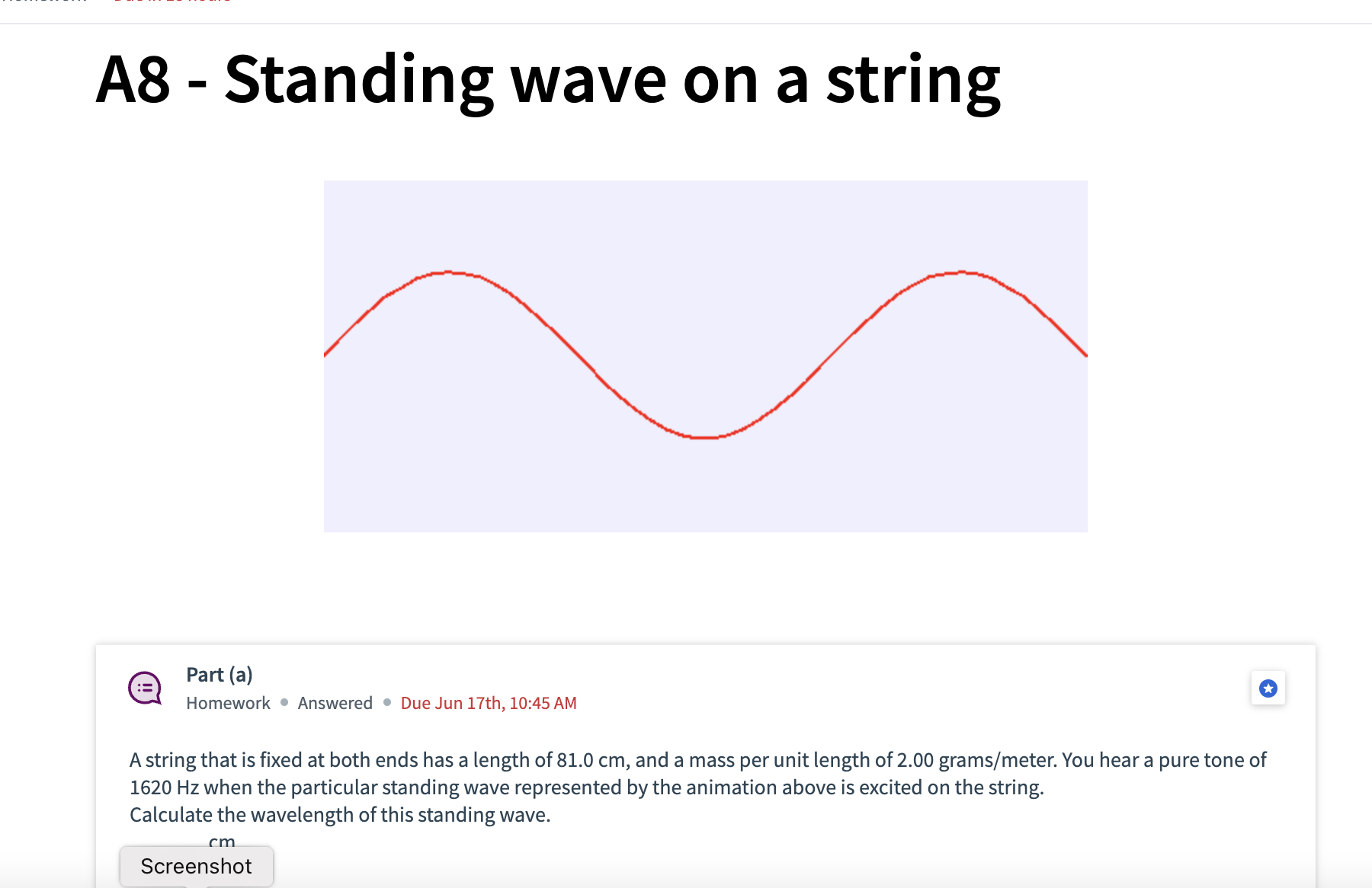 Solved A8 - ﻿Standing wave on a string Calculate the tension | Chegg.com