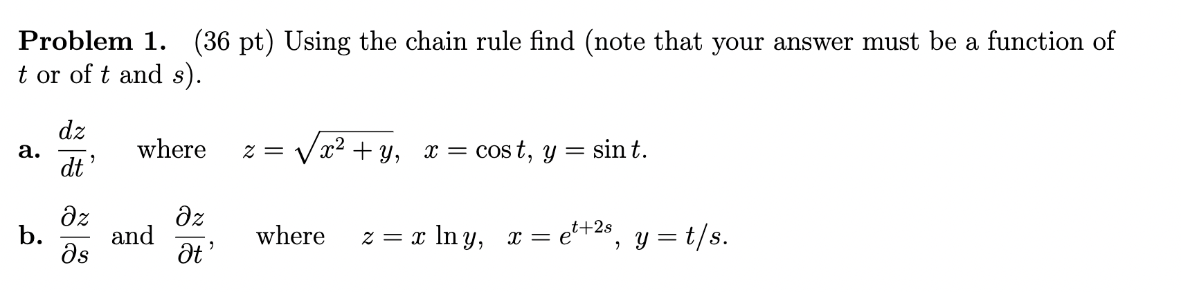 Solved Problem 1. (36 pt) Using the chain rule find (note | Chegg.com