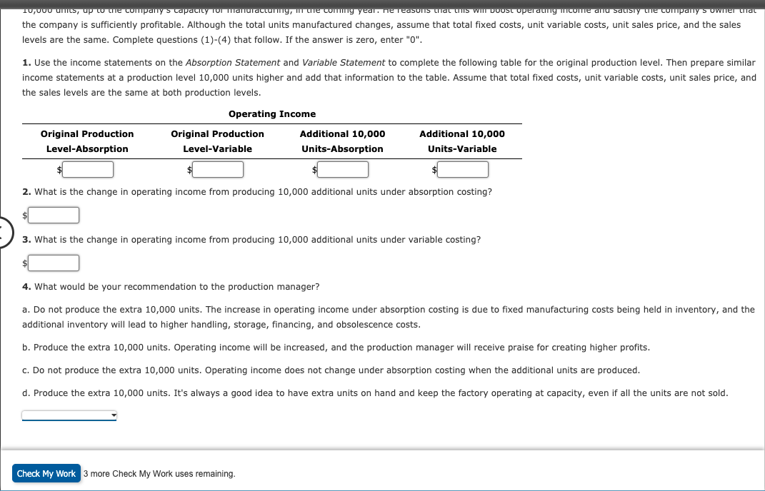 Solved Mastery Problem: Variable Costing for Management | Chegg.com