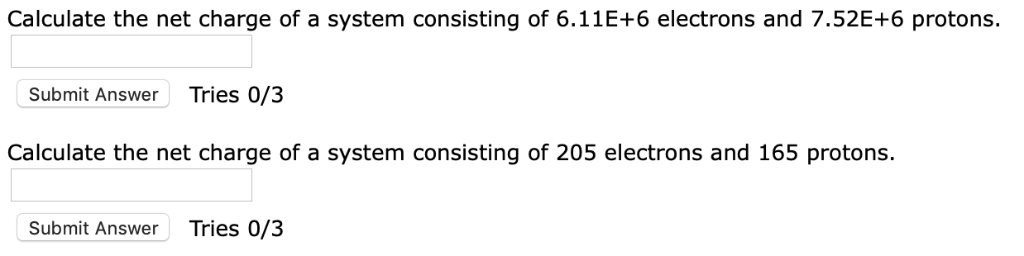 Solved Calculate the net charge of a system consisting of | Chegg.com