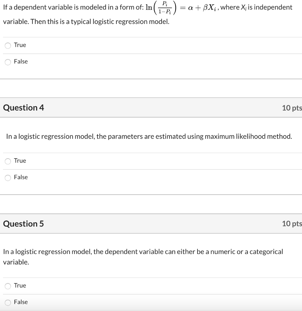 Solved If a dependent variable is modeled in a form of: In ( | Chegg.com