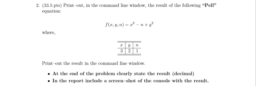 Solved 2. (33.5 pts) Print-out, in the command line window, | Chegg.com