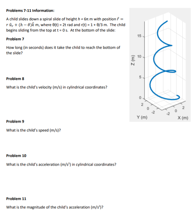 Solved Problems 7-11 Information: A child slides down a | Chegg.com