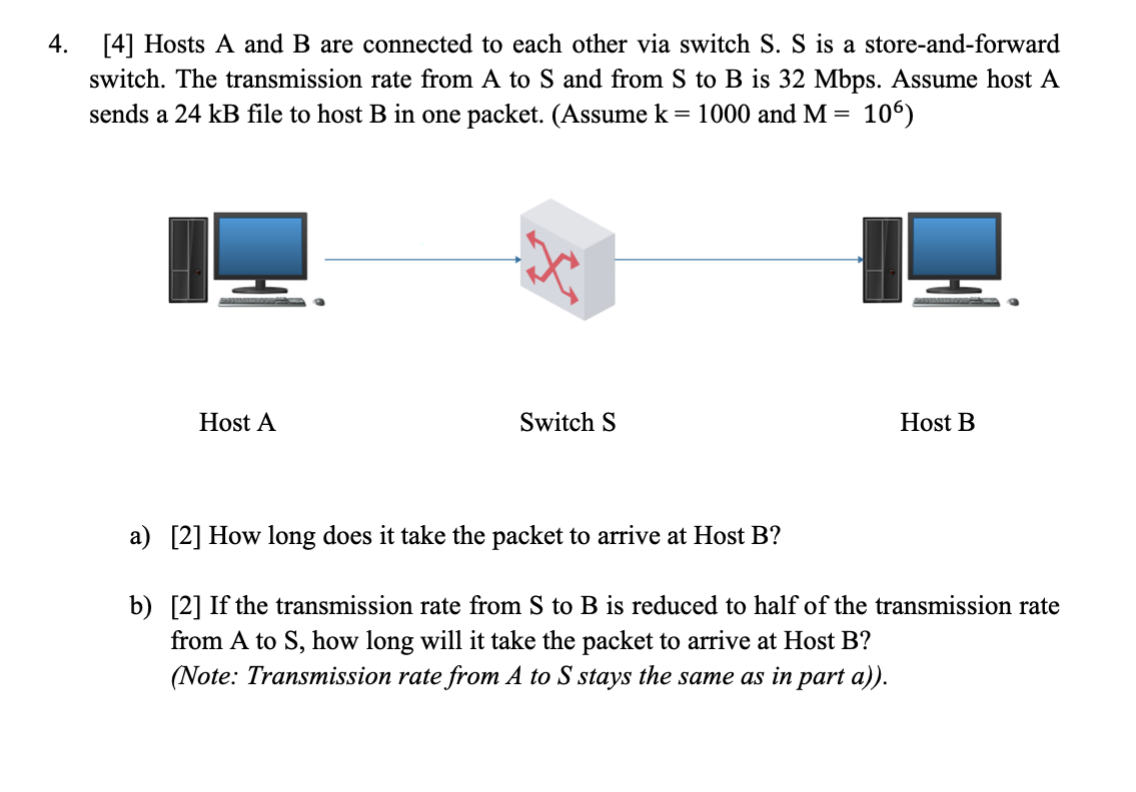 Solved [4] Hosts A and B are connected to each other via | Chegg.com