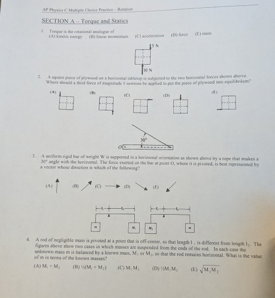 Solved AP Physies C Multiple Choice Practice Rotation | Chegg.com