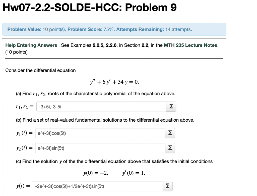 Solved Hw07-2.2-SOLDE-HCC: Problem 9 Problem Value: 10 | Chegg.com