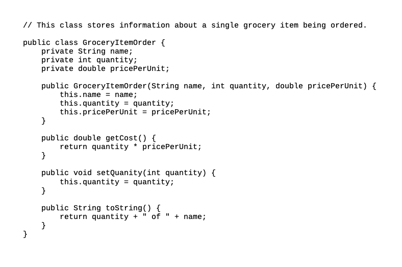 Solved public class GroceryList { public static final int | Chegg.com