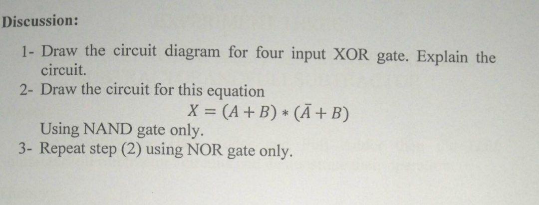 Solved Discussion: 1- Draw the circuit diagram for four | Chegg.com