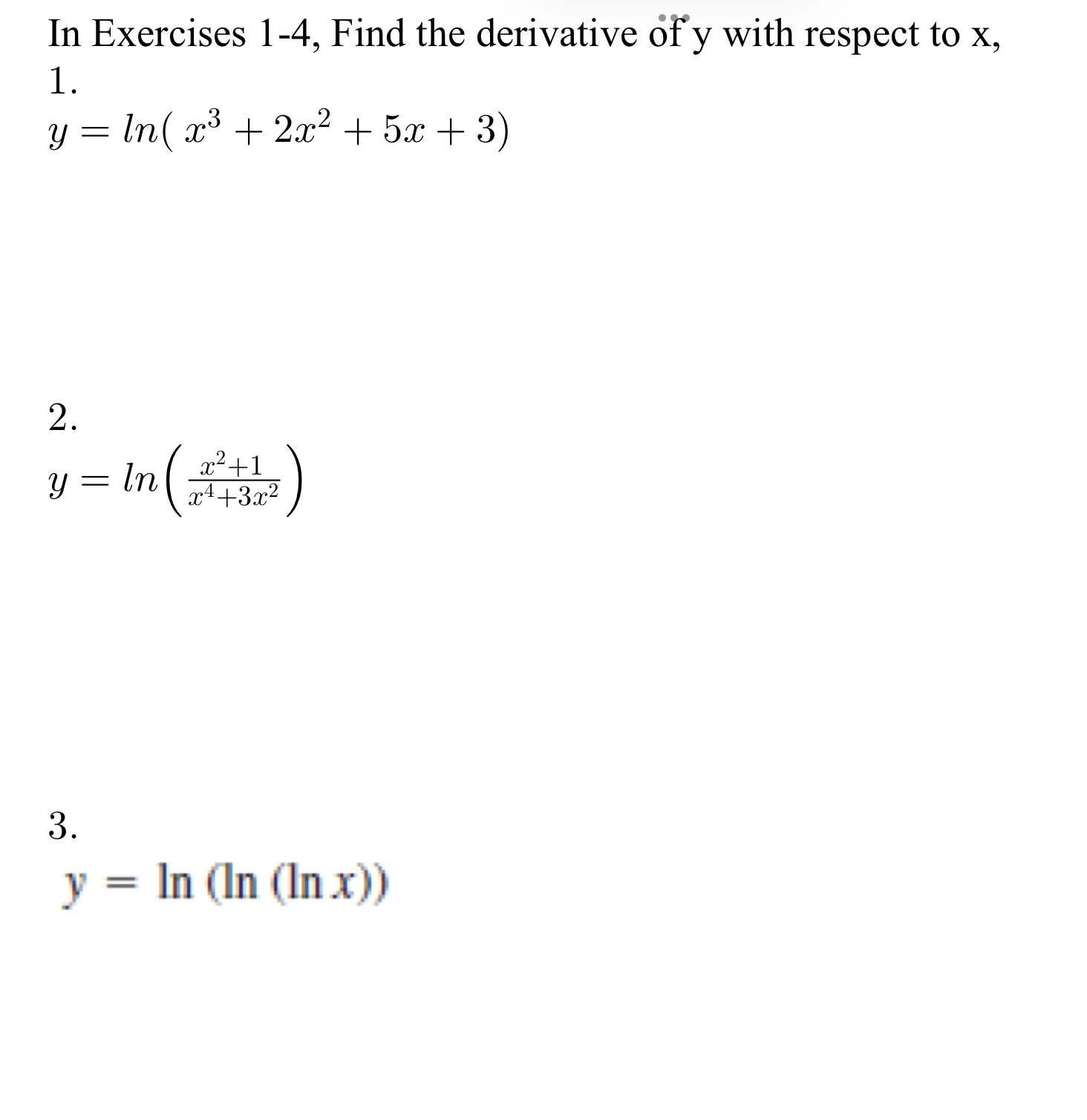 Solved In Exercises 1-4, Find the derivative of y with | Chegg.com