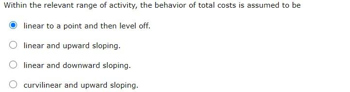 Solved Within the relevant range of activity, the behavior | Chegg.com