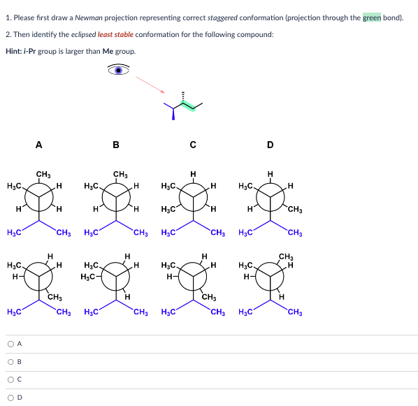 Solved 1. Please first draw a Newman projection representing | Chegg.com