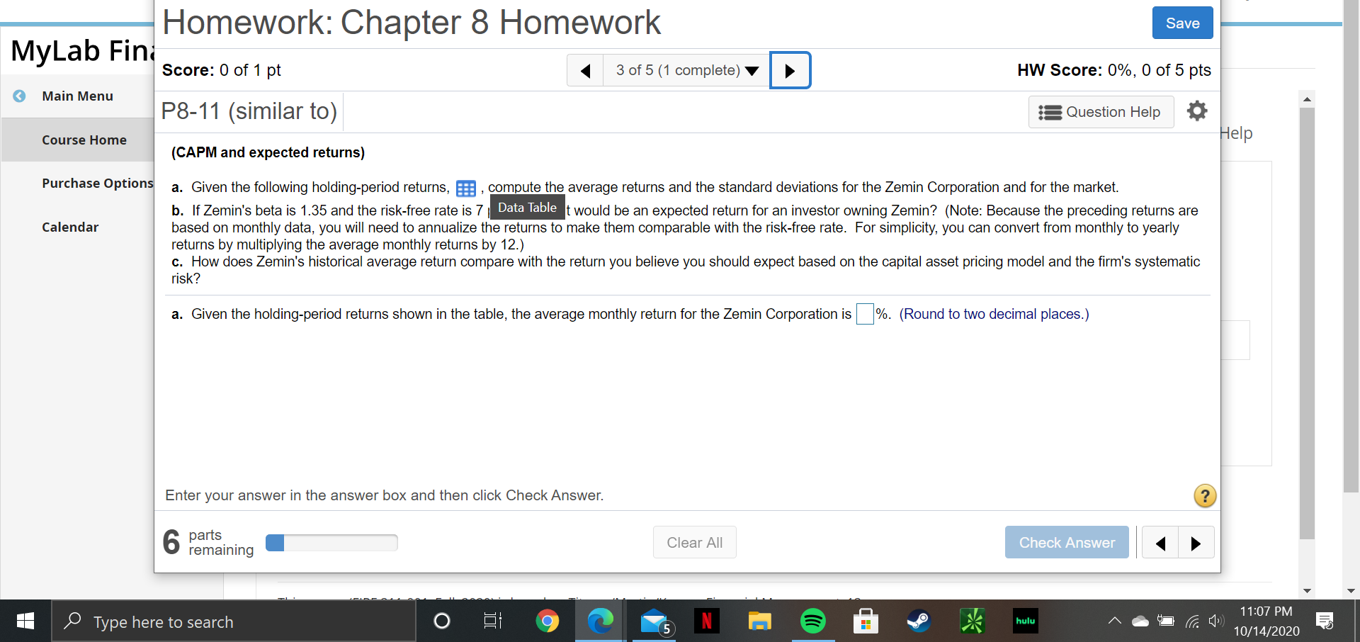 Solved Homework Chapter 8 Homework Save Mylab Fin Score 0