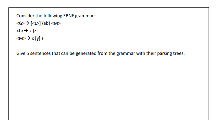 Solved Consider the following EBNF grammar: | Chegg.com