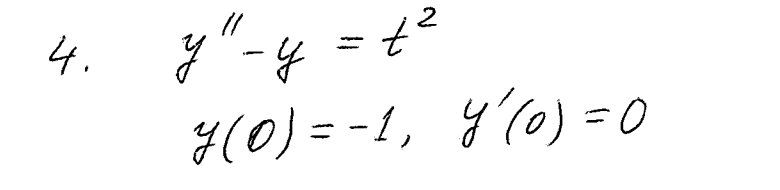 Solved y′′−y=t2 y(0)=−1,y′(0)=0 | Chegg.com
