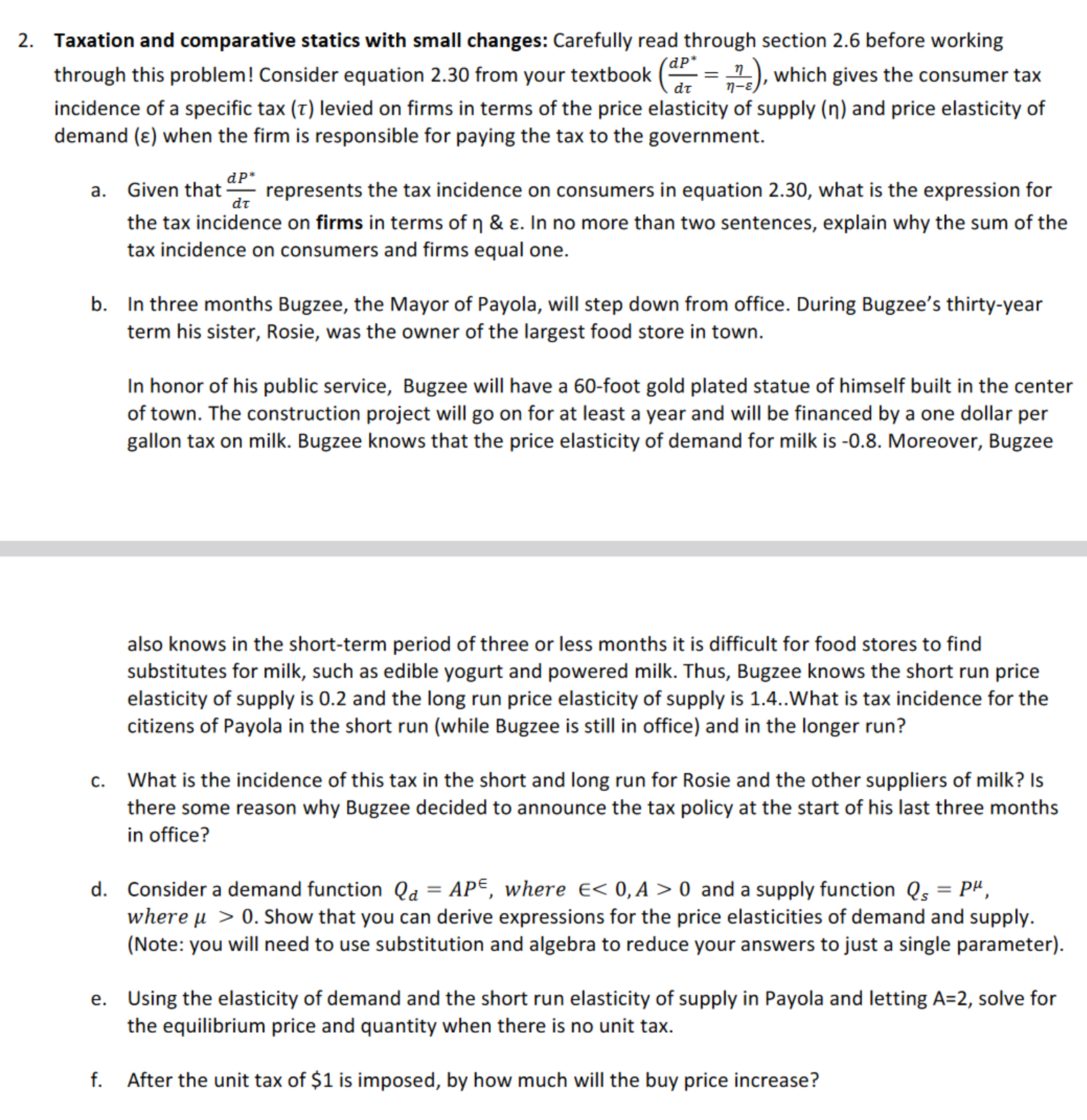 Solved Taxation and comparative statics with small changes: | Chegg.com