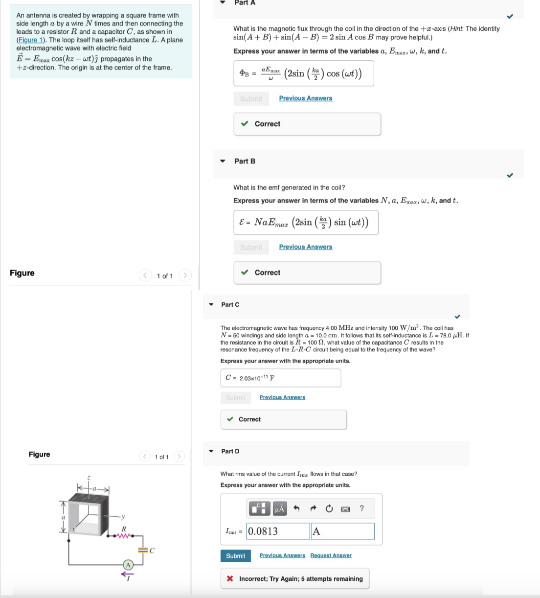 Solved An antenna is created by wrapping a square frame | Chegg.com