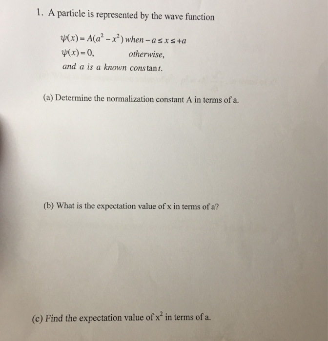 Solved 1. A particle is represd by the wave function (x)- | Chegg.com