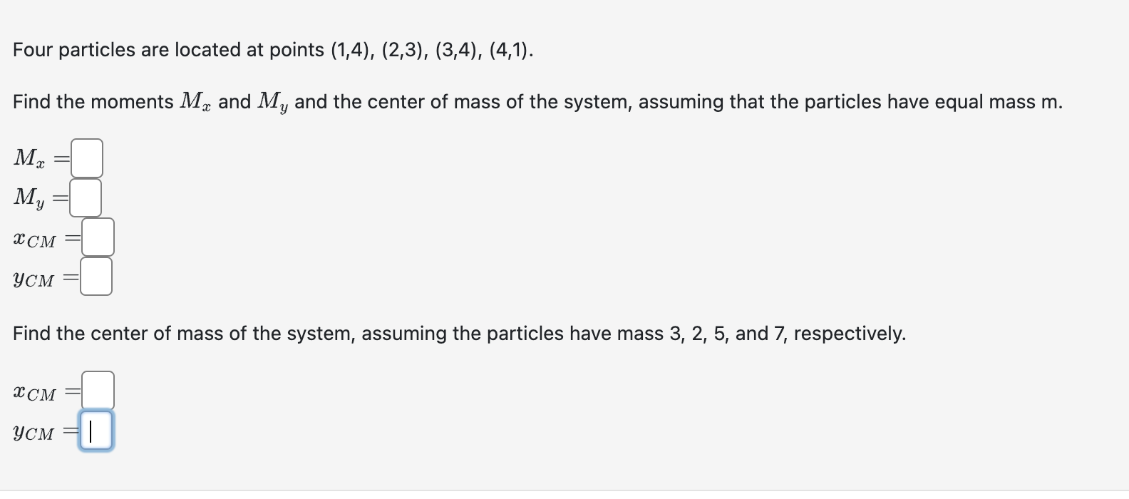 Solved Four particles are located at points | Chegg.com