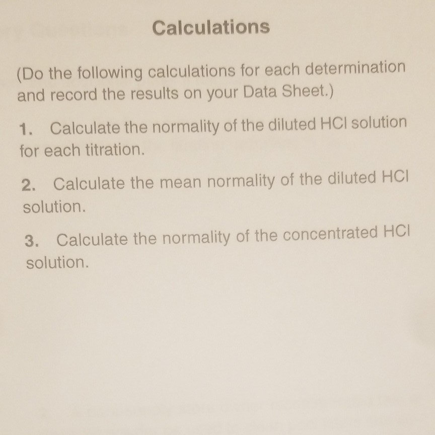 1. Diluting the Concentrated HCI Solution | Chegg.com